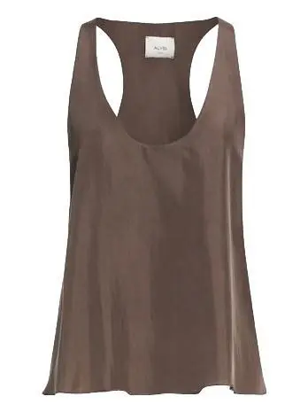 ALYSI Satin Sleeveless Top - Brown