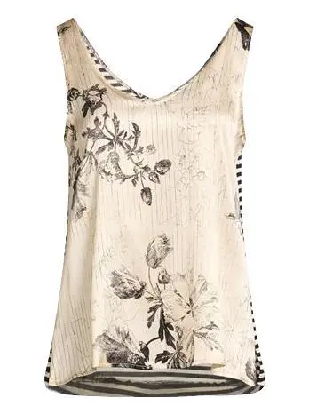 SHIRTAPORTER Satin Floral Top - Beige