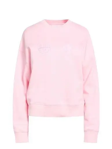 CHIARA FERRAGNI Cotton Sweatshirt With Appliqués - Pink