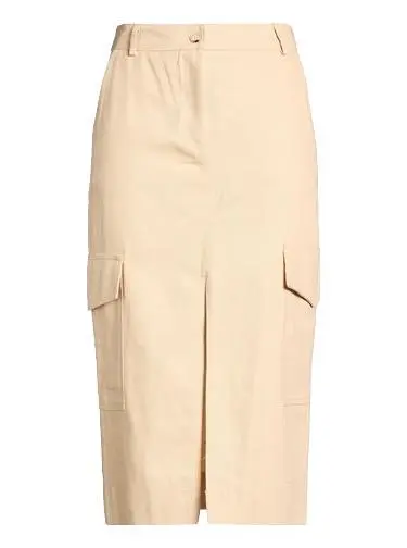 KAOS Midi Gabardine Flared Skirt - Beige
