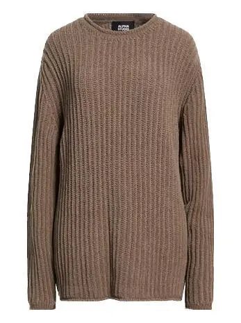 Alpha Studio Sweater In Wool Blend - Brown