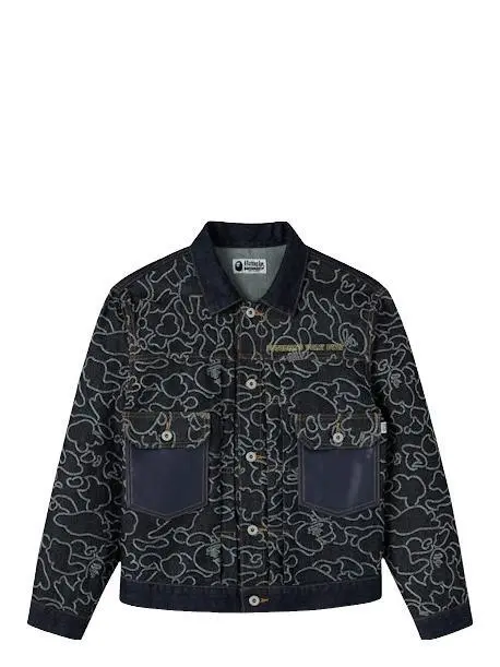 OVO X Bape Neon 1st Camo Denim Jacket - Indigo
