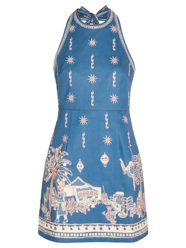ALEMAIS Acacia Printed Mini Dress - Blue