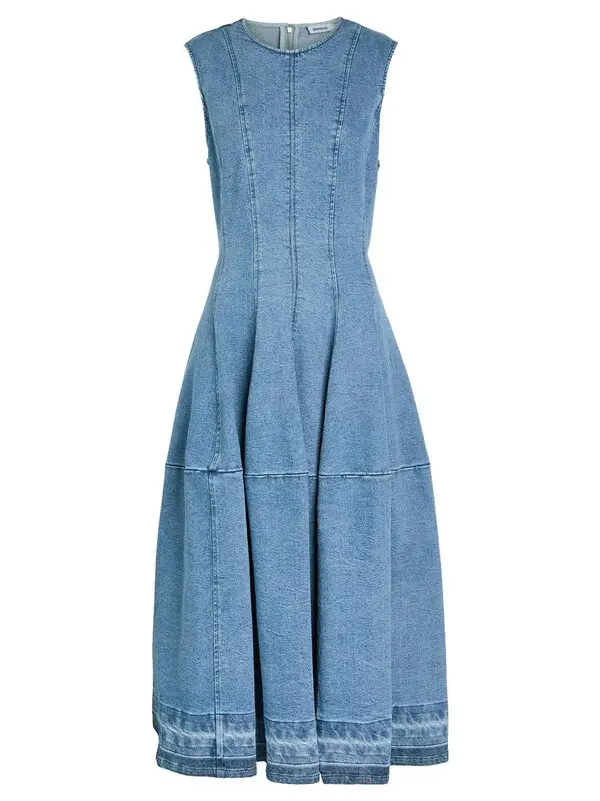 Simkhai Bowen Panelled Stretch-denim Midi Dress - Blue