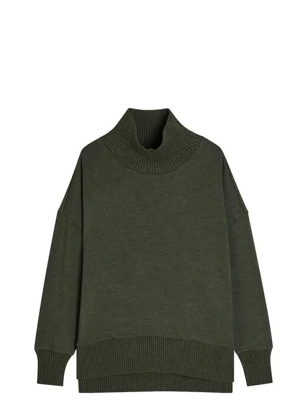 Varley Barker High-neck Stretch-jersey Sweatshirt - Olive