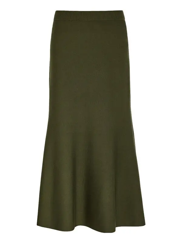 Simkhai Layne Ribbed Merino Wool Midi Skirt - Khaki