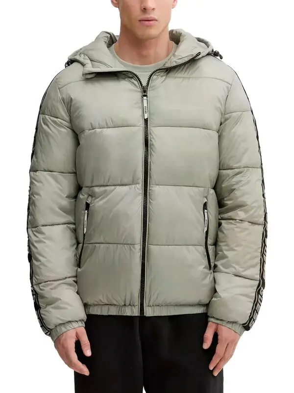 Guess Logo-tape Hooded Puffer Jacket - Green