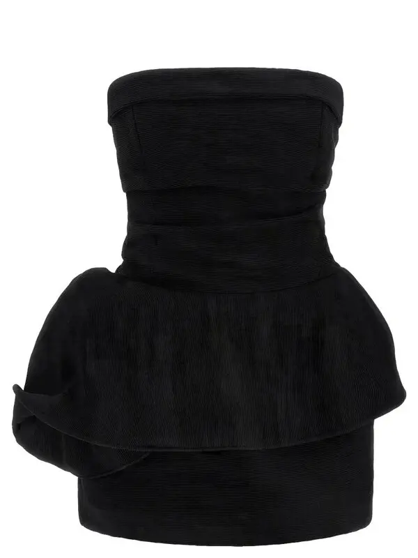 Magda Butrym Ribbed Draped Mini Dress - Black