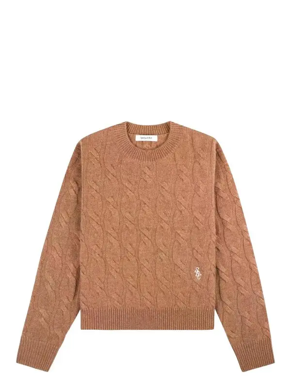 SPORTY & RICH Cable-knit Logo Sweater - Brown