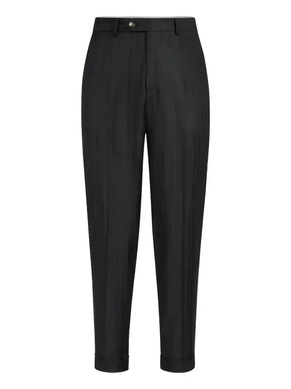 Brunello Cucinelli Stripe Pleat Trousers - Black