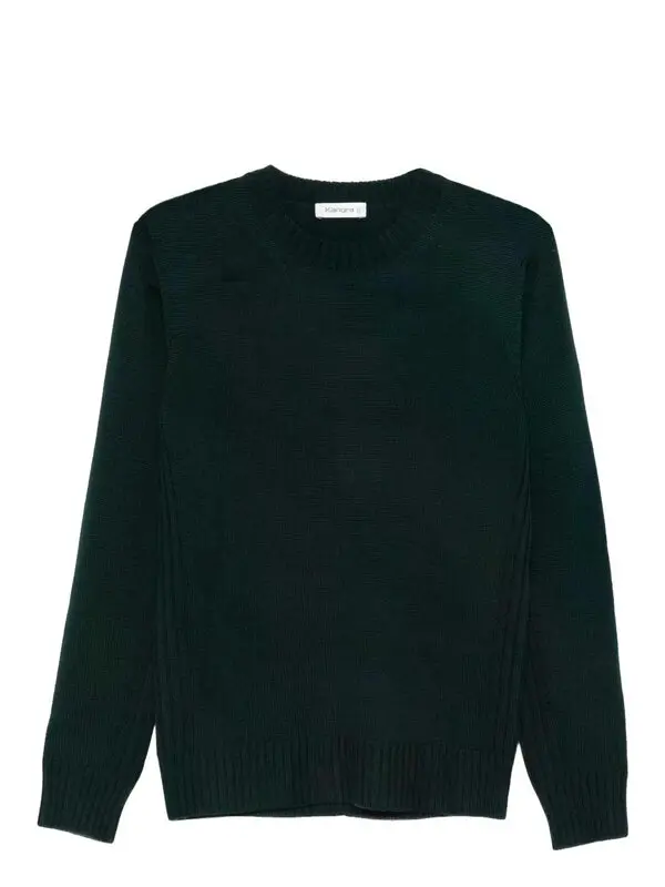 KANGRA Crew-neck Knit Sweater - Green