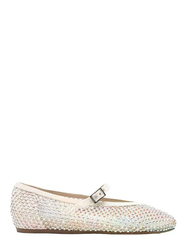 LE SILLA Rhinestone Buckle Strap Ballet Flats - Neutrals