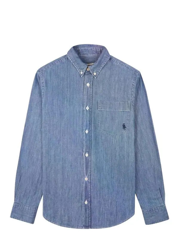 SPORTY & RICH Buttoned Chest-pocket Shirt - Blue