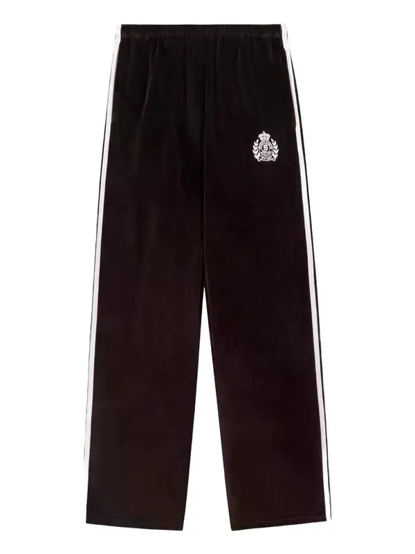 SPORTY & RICH Ny Crest Logo Stripe Track Pants - Brown