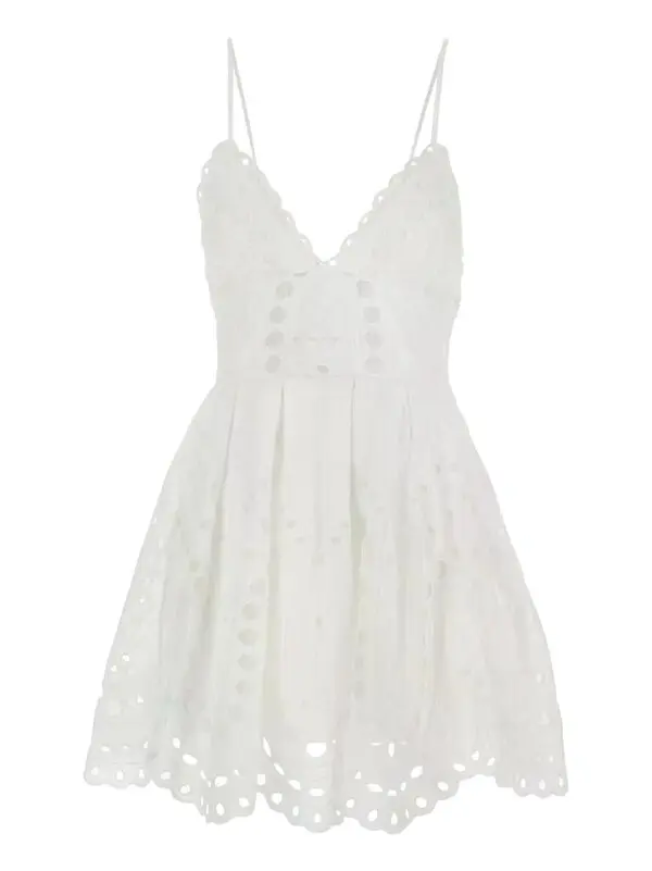 Charo Ruiz Ibiza Nix Scallop-trim Eyelet Dress - White