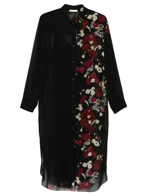 Khaite Floral-print Midi Shirt Dress - Black