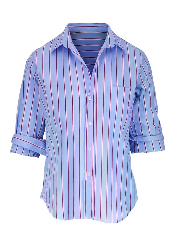 Frank & Eileen Barry Striped Cotton Shirt - Blue