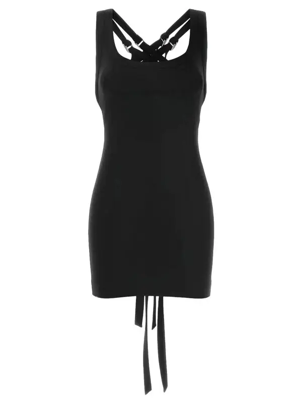 Attico Crossover-strap Jersey Dress - Black