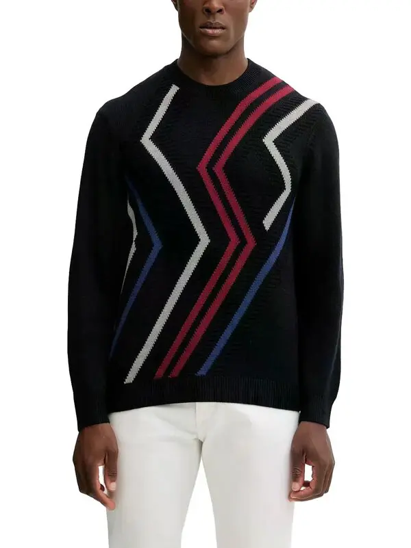 Armani Exchange Patterned Long Sleeve Sweater - Black