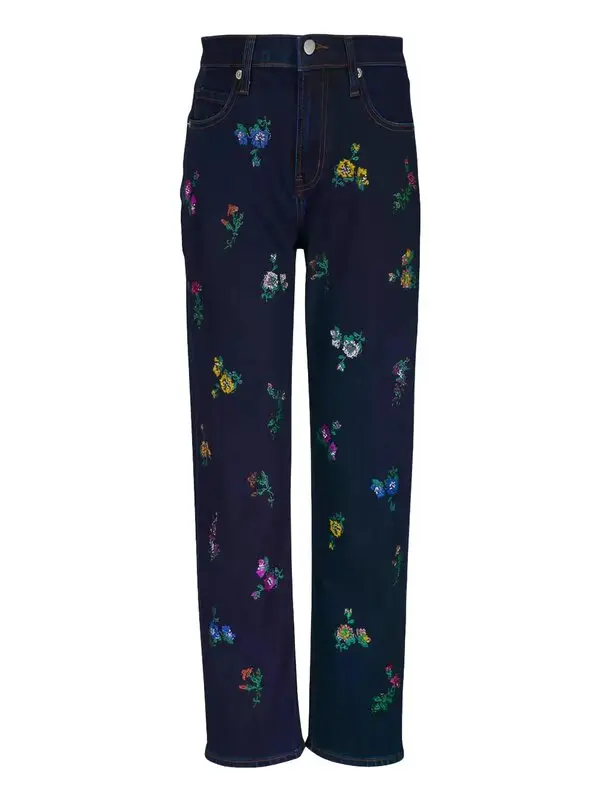 Libertine Joy And Mirth Floral-embroidered Jeans - Blue