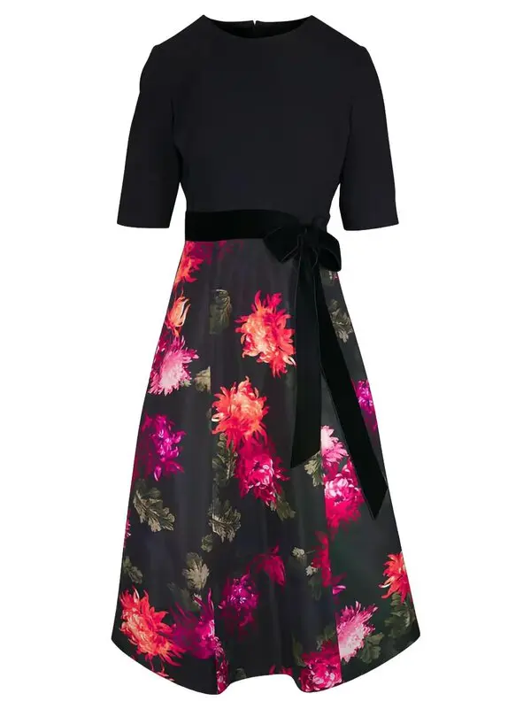Carolina Herrera Chrysanthemum-print Midi Dress - Black