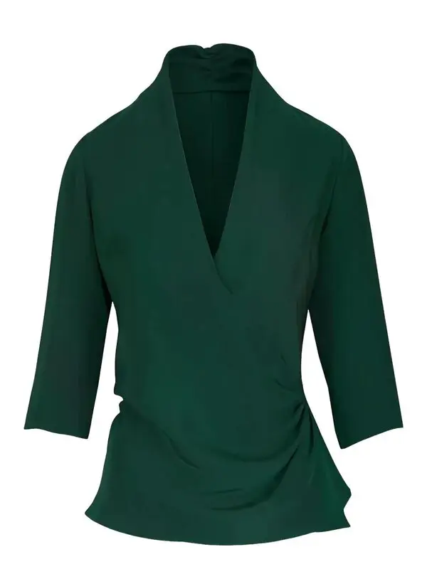 PETER COHEN Draped Tie Blouse - Green
