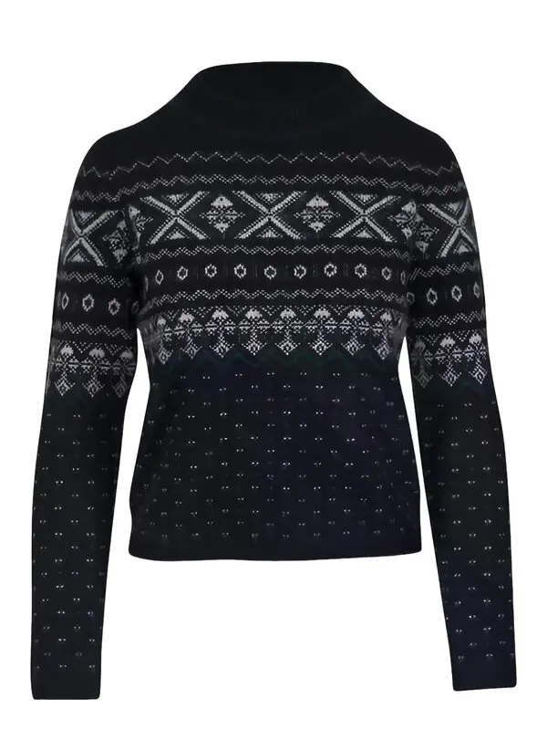Vince Patterned Crew-neck Sweater - Black