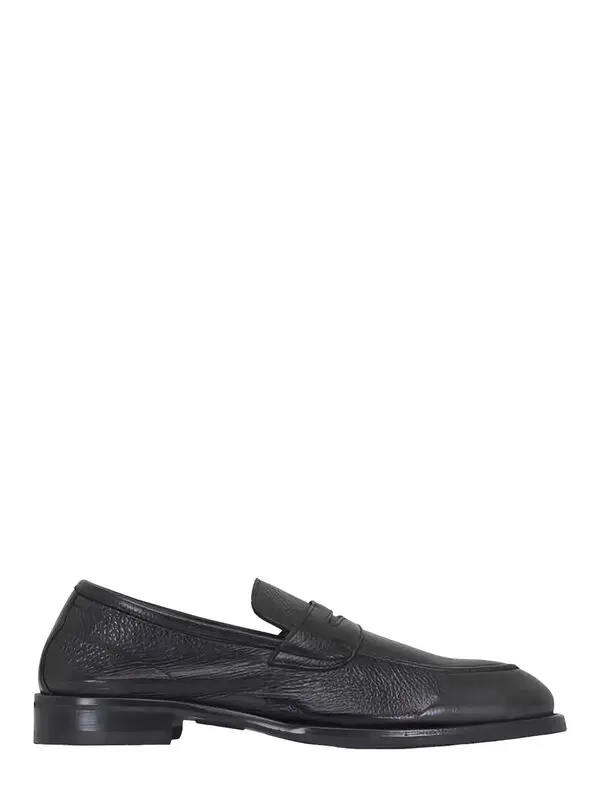 Di Bianco Aviano Almond-toe Textured Loafers - Black