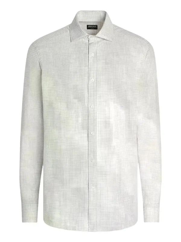 Zegna Check-pattern Point-collar Shirt - Neutrals