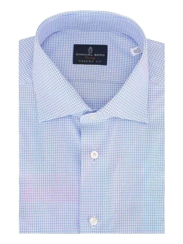 EMANUEL BERG Checked Cotton Shirt - Blue