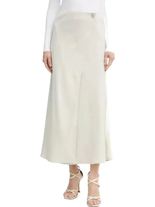 Armani Exchange Midi A-line Skirt With Button Detail - Neutrals