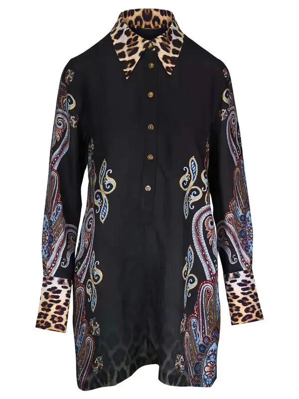 Camilla Istanbul Animalia Mini Shirt Dress - Black