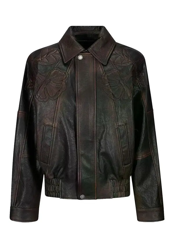 GOLDEN GOOSE Appliquéd Leather Jacket - Black