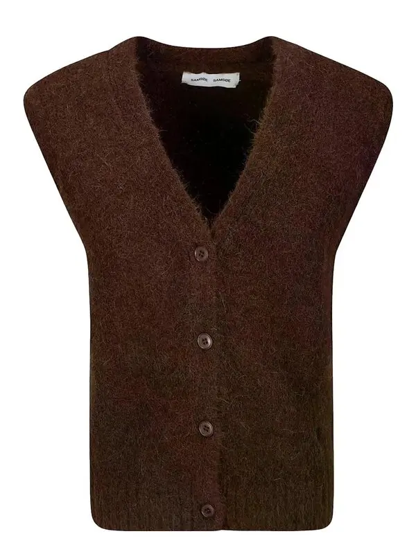 SAMSOE SAMSOE Sajeanne Buttoned V-neck Vest - Brown