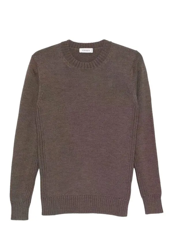 KANGRA Ribbed Crew-neck Sweater - Brown
