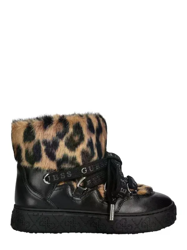 Guess Unessa Faux-fur Trim Ankle Boots - Black