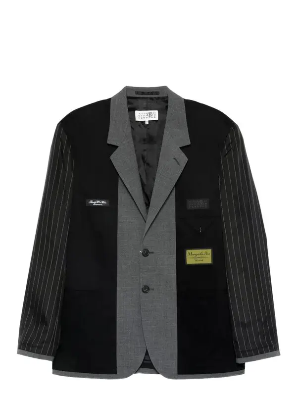 MAISON MARGIELA Pinstripe Panelled Blazer - Black