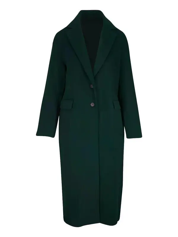 Vince Single-breasted Flap-pocket Coat - Green