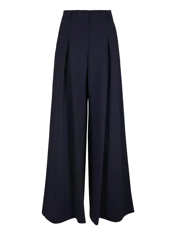 Lafayette 148 New York Doubleface Wool Pallazo Pants - Blue