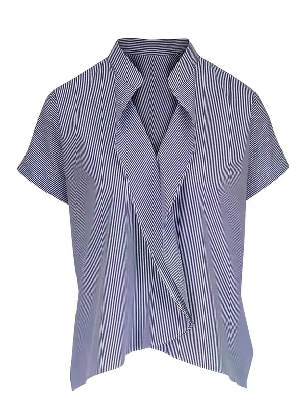 Zero + Maria Cornejo Striped Collared Top - Blue