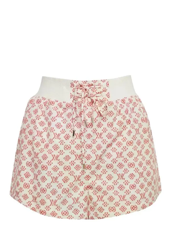 LOUIS VUITTON Monogram-print Drawstring Shorts - White