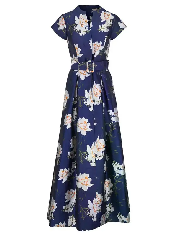 Sachin & Babi Marta Floral Belted Maxi Dress - Blue