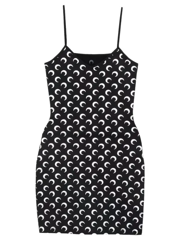 MARINE SERRE Moon-print Mini Dress - Black