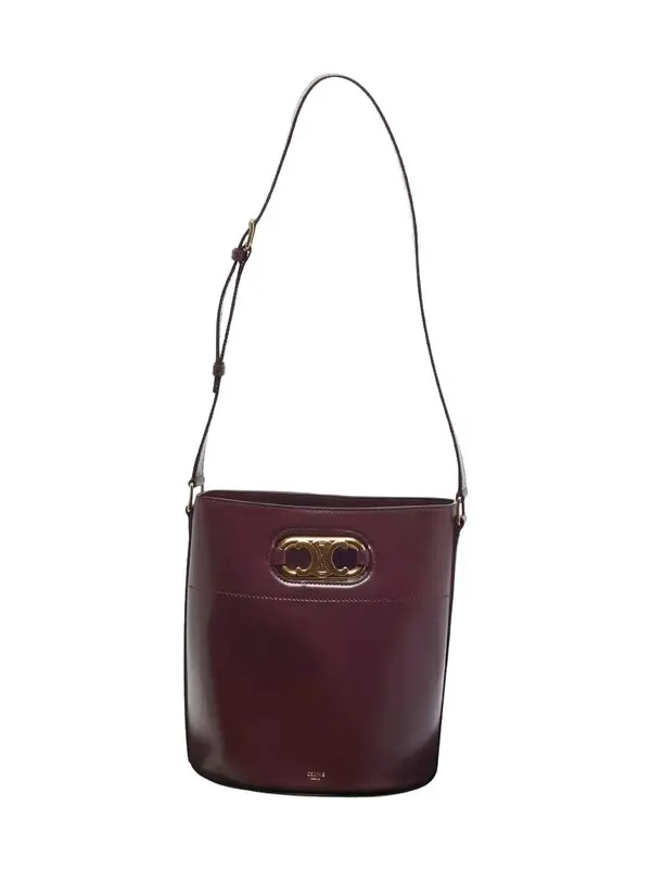 Celine Triomphe Maillon Leather Bucket Bag - Red