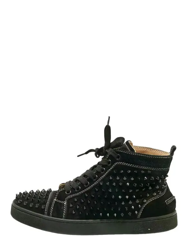 CHRISTIAN LOUBOUTIN Lou Spikes Detail Suede Sneakers - Black