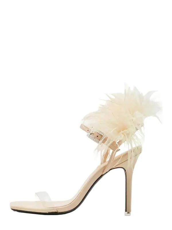 BLACK SUEDE STUDIO X Caroline Stanbury Feather-trim Sandals - Neutrals