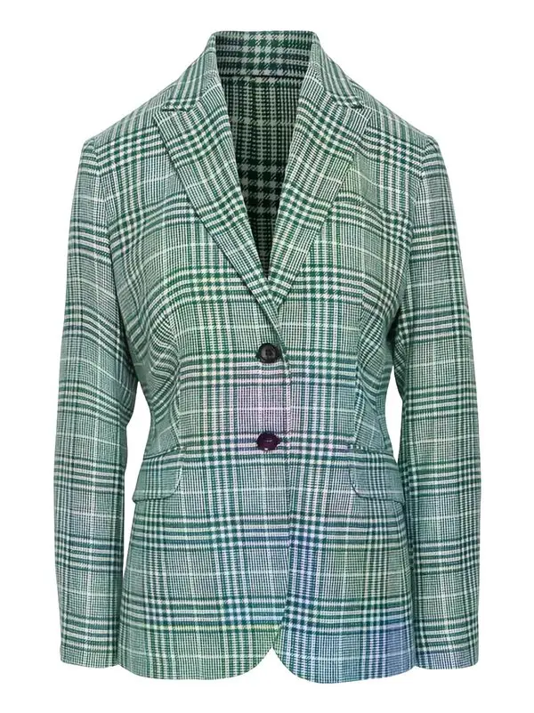 Kiton Check-pattern Buttoned Blazer - Green