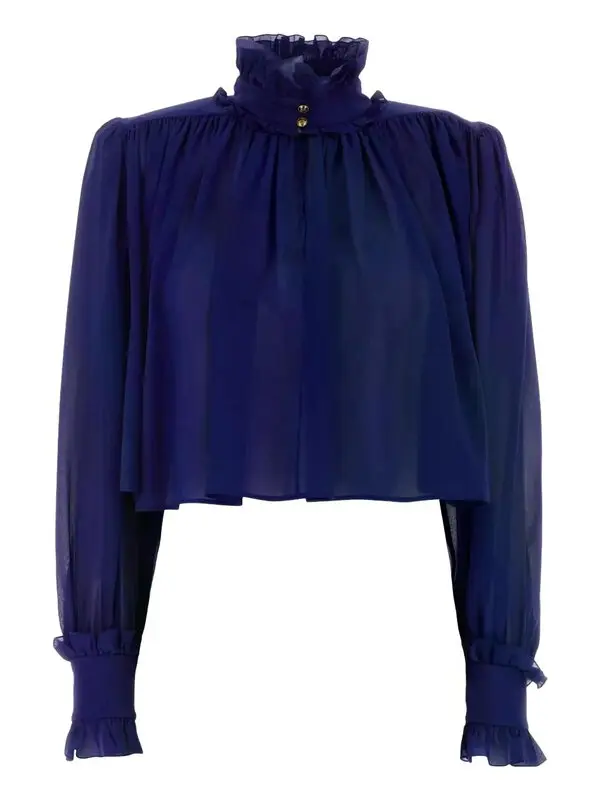 Chloé Ruffled Georgette Blouse - Blue