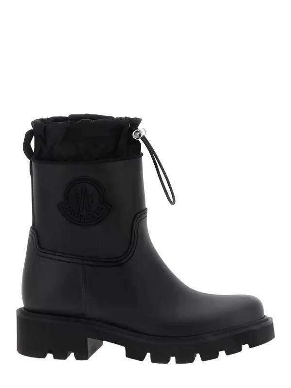 Moncler Embossed-logo Rain Boots With Drawstring - Black
