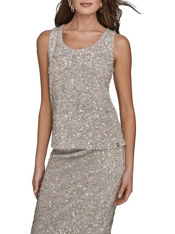 Donna Karan New York Sequin Scoop Neck Tank - Vapor